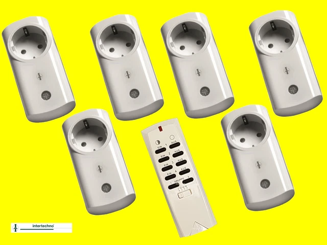 6-ER FUNKSTECKDOSEN-SET FUNK-ZWISCHENSTECKER INTERTECHNO +16-fach Fernbedienung EUR 149,00 ...