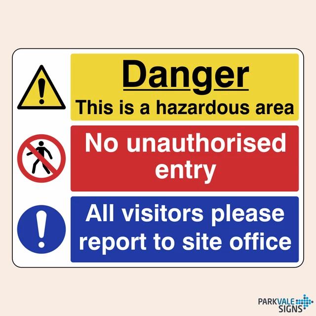 HAZARDOUS AREA / No Entry / Site Office Construction Site Sign £9.75 ...