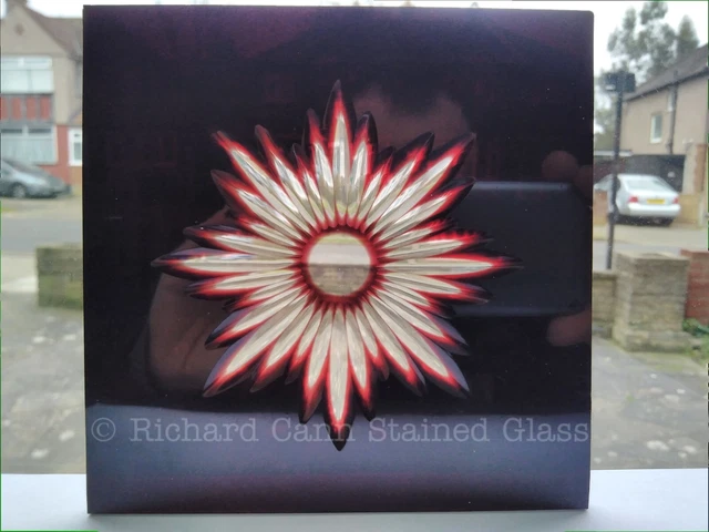 DARK RED RUBY cut glass glory star spare for stained glass window door ...