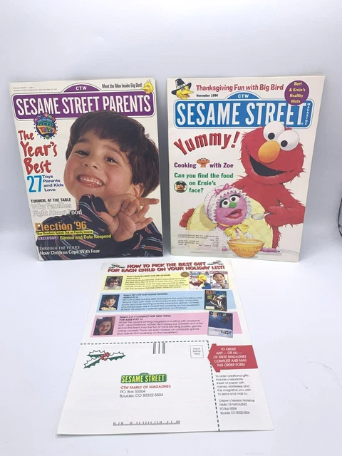 VINTAGE SESAME STREET Magazine Nov. 1996 & Parents Guide Lot Set of 2 ...