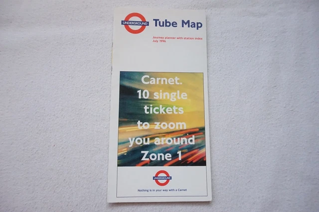 JULY 1996 LONDON Underground Pocket Map Tube Map Carnet 10 Tickets VGC ...