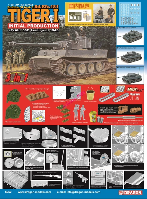 DRAGON 6252 WWII German Tiger I Initial 502th Heavy Tank Battalion ...