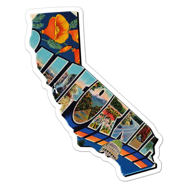 VINTAGE CALIFORNIA MAP, Vinyl Decal Sticker, Indoor Outdoor, 3 Sizes ...
