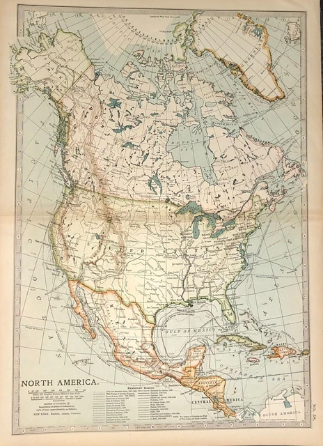 1903 LARGE Colour Map North America £16.14 - PicClick UK