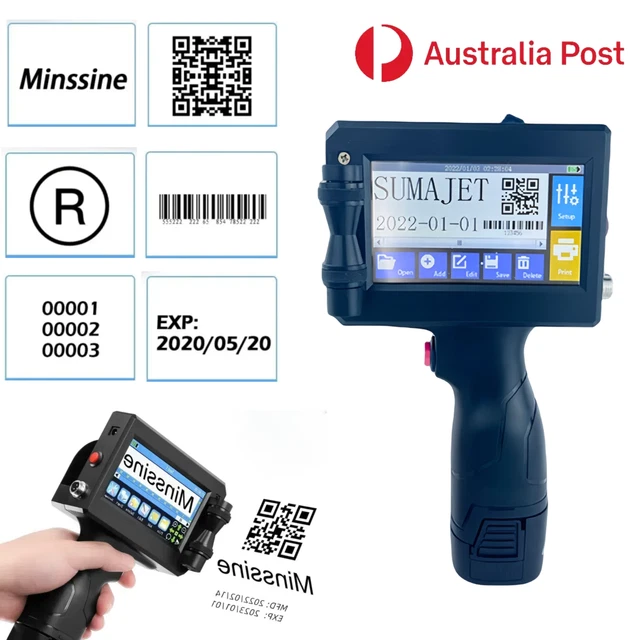 HANDHELD INKJET PRINTER 600DPI Date Word QR Code label Barcode Logo ...