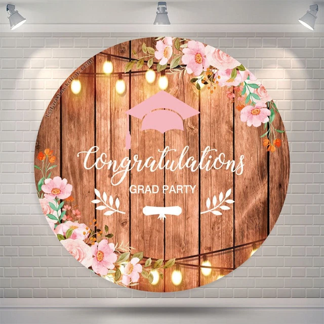 WOODEN FLORAL ROUND Congrats Grad Party Backdrop $35.97 - PicClick AU