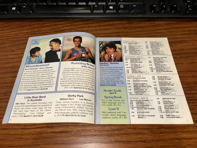 VINTAGE HBO GUIDE Apr 1985 ROMANCING THE STONE [FRONT] POLICE ACADEMY ...