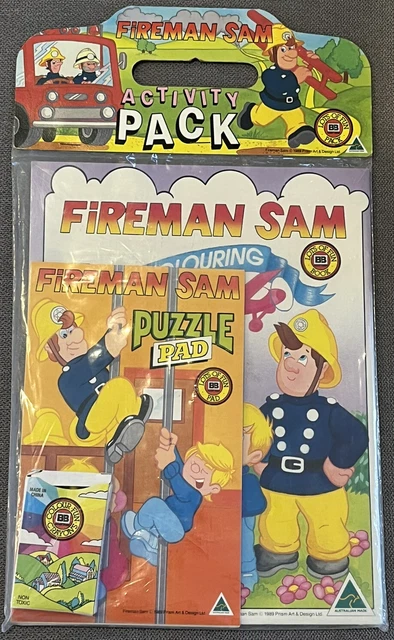 NEW SEALED FIREMAN Sam Activity Pack Colouring + Crayons 1989 ABC Kids ...
