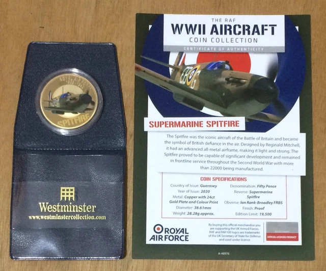 50P COIN - THE RAF WWII AIRCRAFT COIN COLLECTION - SUPERMARINE SPITFIRE ...