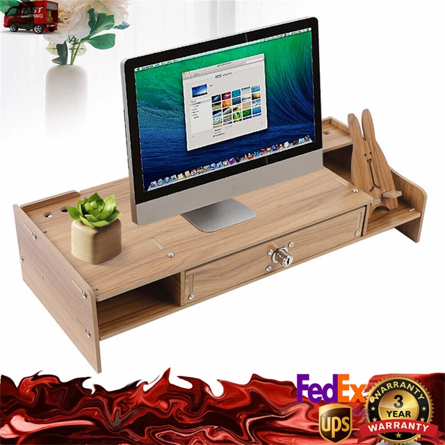 DESKTOP MONITOR STAND Riser Desk Laptop Organizer Stand Riserw Storage ...