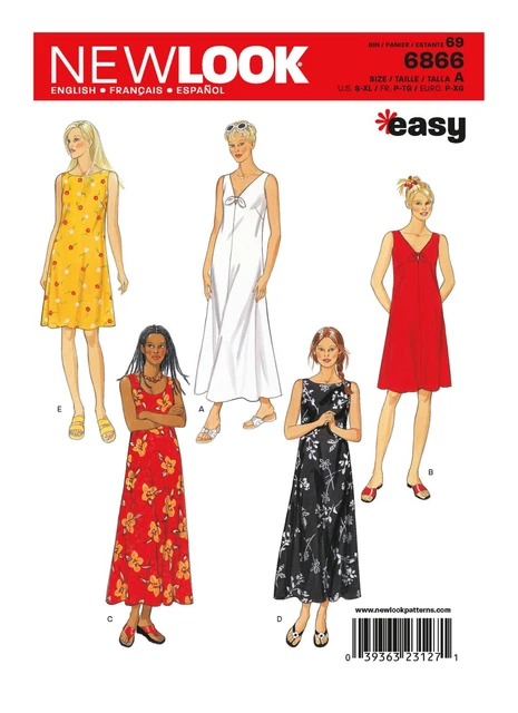 NEW LOOK 6866 MISSES' DRESSES Sewing Pattern Sizes 10-24 (S- XL) Skill ...