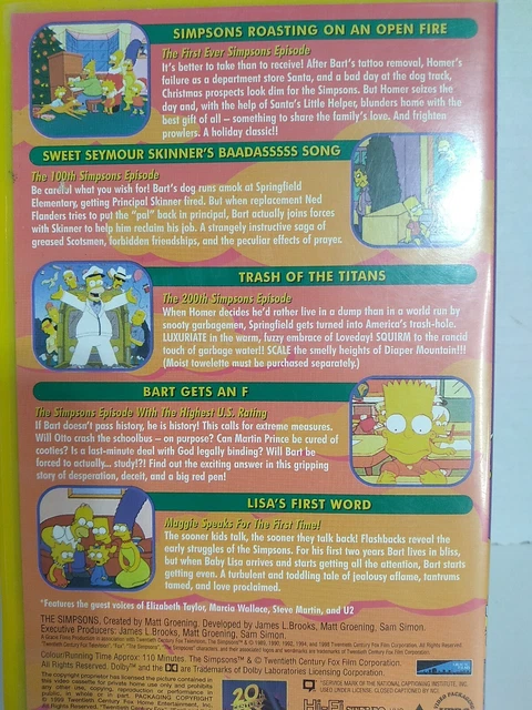 THE SIMPSONS GREATEST HITS ANIMATED FILM VHS VIDEO TAPE (1999 ...