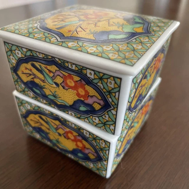 JAPANESE JUBAKO BOX Mino Ware, Ryamine Kiln, Pottery Box, Two-Tiered ...