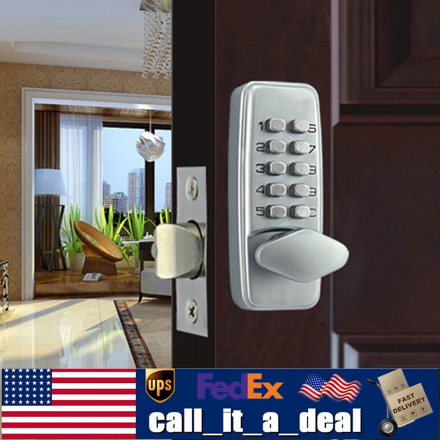 MECHANICAL KEYLESS ENTRY Door Lock Digital Code Keypad Knob Combination ...