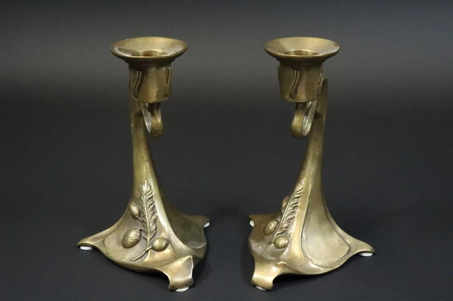 PAAR JUGENDSTIL KERZENHALTER Kerzenleuchter Bronze um 1900 (FN333) EUR 117,00 - PicClick DE