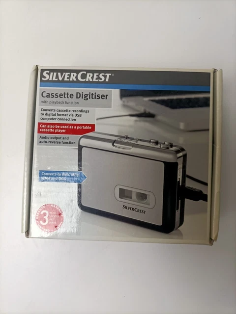 SILVERCREST PORTABLE CASSETTE Digitiser & Player - Converts to WAV,MP3 ...