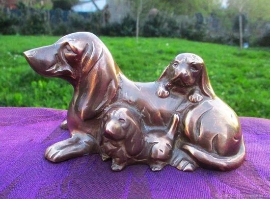 STATUETTE CHIENNE ET chiot bronze ancienne EUR 135,00 - PicClick FR