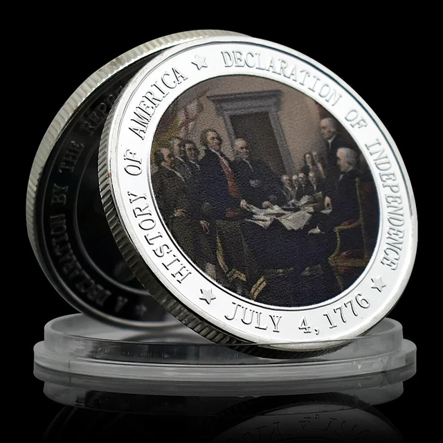 INDEPENDENT DECLARATION SILVER Coin Signed George Washington Quill ...