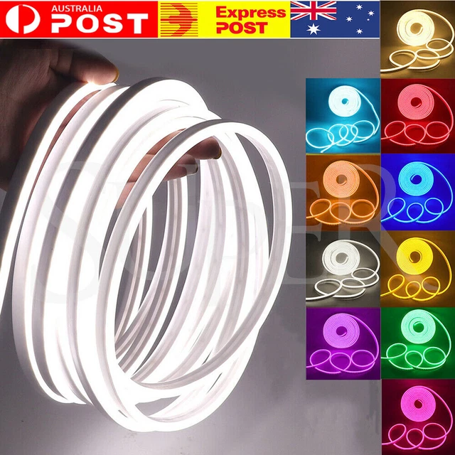 LED NEON STRIP Light 5M Flexible Rope DC 12V Waterproof Tube Home Bar ...