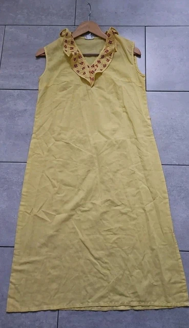 DDR KLEID VINTAGE retro 70er 80er Jahre Miss Ostalgie gelb Strand ...