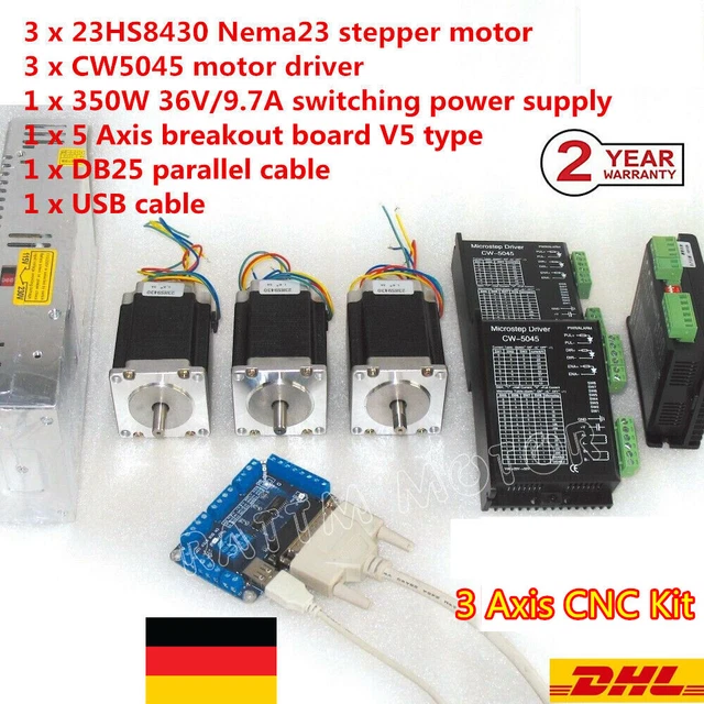 3 Axis Nema 23 Stepper Motor Driver Controller Cnc Kit FOR SALE ...