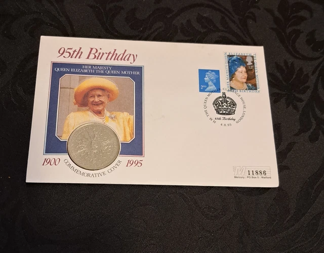 1995 QUEEN MOTHER 95th Birthday Commemorative Coin Cover - PNC No.11886 ...