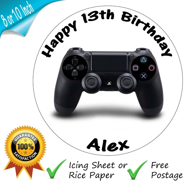 PLAYSTATION 4 CONTROLLER Cake Topper Personalised Round Edible Ps4 Cake ...