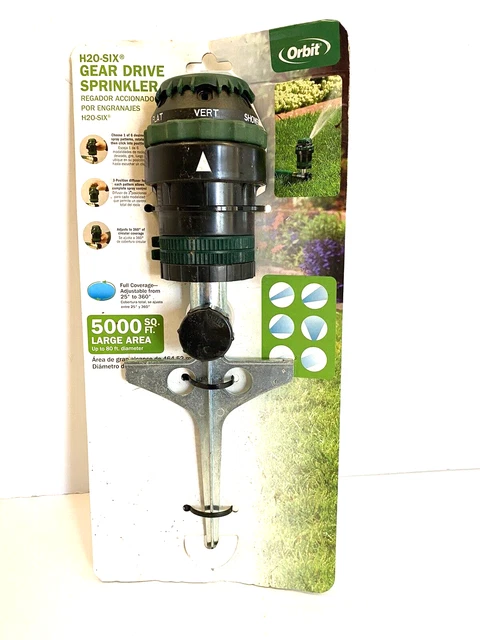 ROTATING SPIKE LAWN Sprinkler Orbit Whisper-quiet and reliable H2O-6 ...