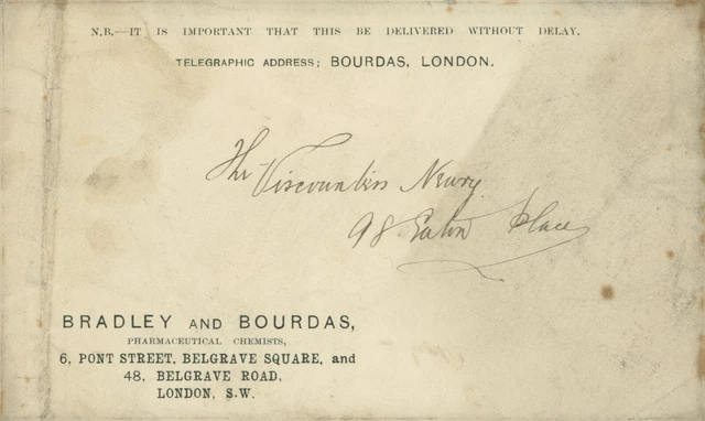 ANTIQUE PRESCRIPTION ENVELOPE Bradley & Bourdas Chemists Belgrave ...