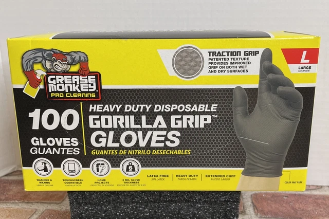 GREASE MONKEY HEAVY Duty Size Lg Disposable Blue Nitrile Gloves, 100ct ...