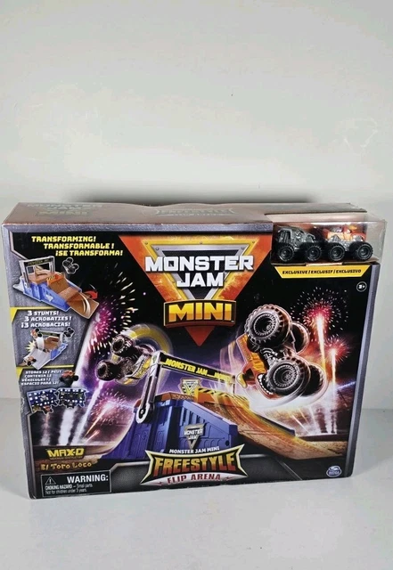 MONSTER JAM MINI Freestyle Flip Arena Playset and Storage Kids Toy ...