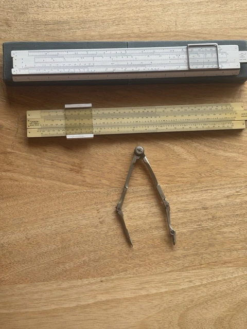 VINTAGE TECHNICAL DRAWING instruments bundle slide Rulers and compass £ ...