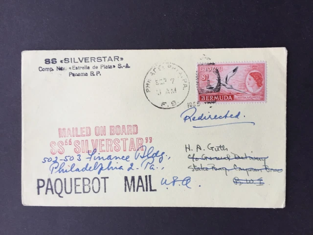 BERMUDA 1955 8D ON SS SILVERSTAR PAQUEBOT COVER USA PMK TO USA £2.49 ...