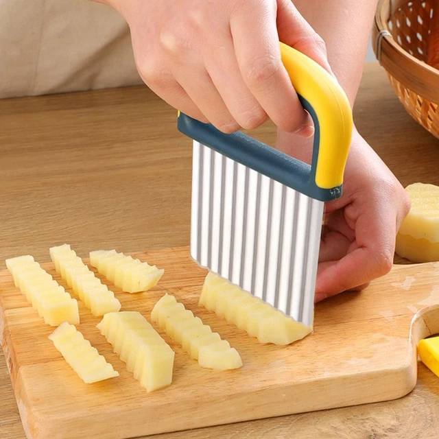 CRINKLE CUTTER WAVY Vegetable Potato Chip SlicerKnife Stainless Chopper ...