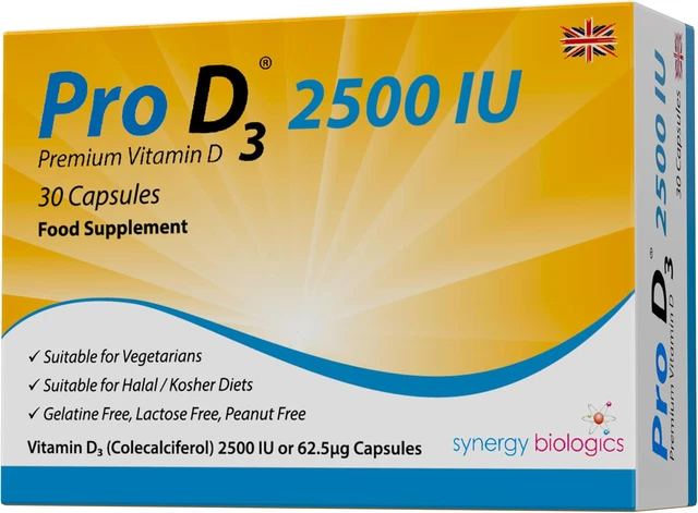 PRO D3 2500 IU Capsules | Premium Vitamin D3 | 30 Capsules | Gelatine ...