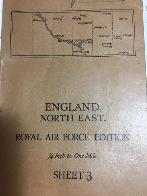 )1939 RAF MAP Original WW2 Pilots chart /Map England NE Airfields ...