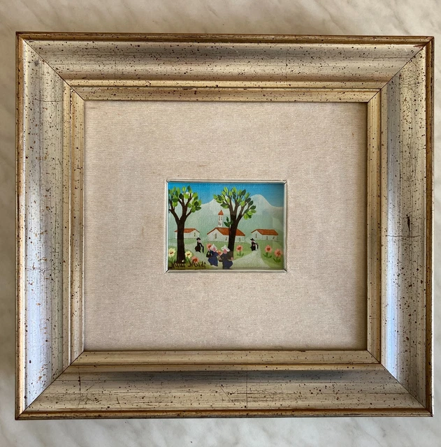 QUADRO NAIF, NANI MONTI, paesaggio dipinto a mano, 37x34 cm EUR 65,00 ...
