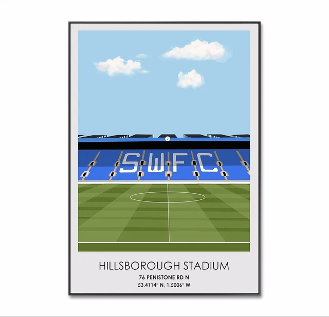 SHEFFIELD WEDNESDAY FOOTBALL Poster, Hillsborough Stadium Print, A4 Art ...