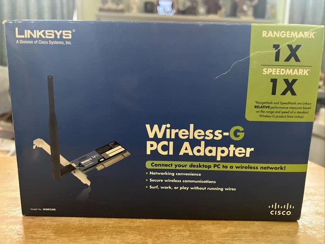 LINKSYS WMP54G WIRELESS G PCI Adapter With Antenna NEW Open Box $12.95 ...