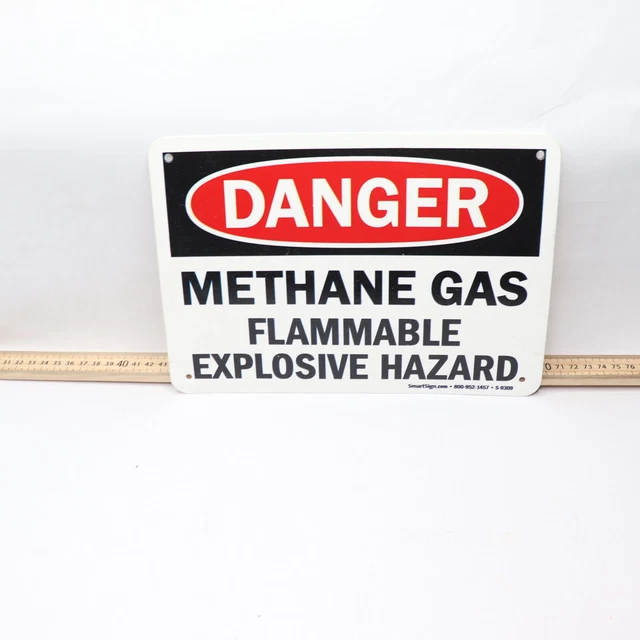SMARTSIGN DANGER METHANE Gas Flammable Aluminum Reflective Sign 10" x 7 ...