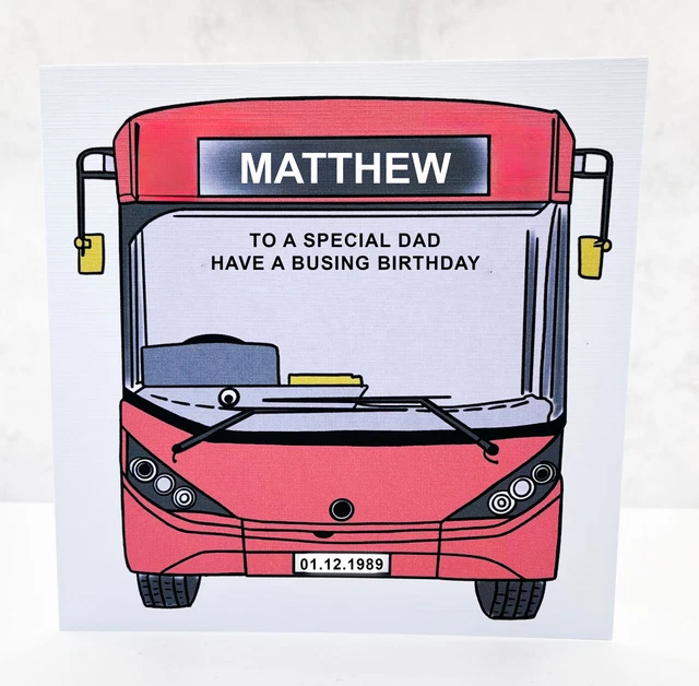 PERSONALISED BUS BIRTHDAY Card Bus Driver Birthday Card Son Nephew ...