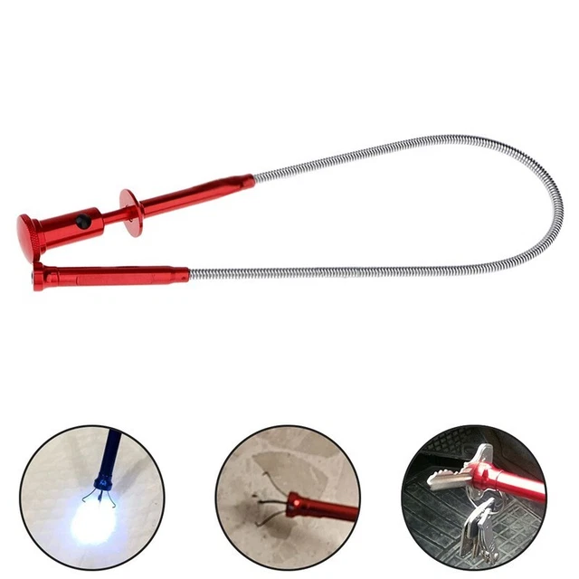 RED MAGNETIC GRABBER Tool with Flexible Shaft and LED Light Easy to ...