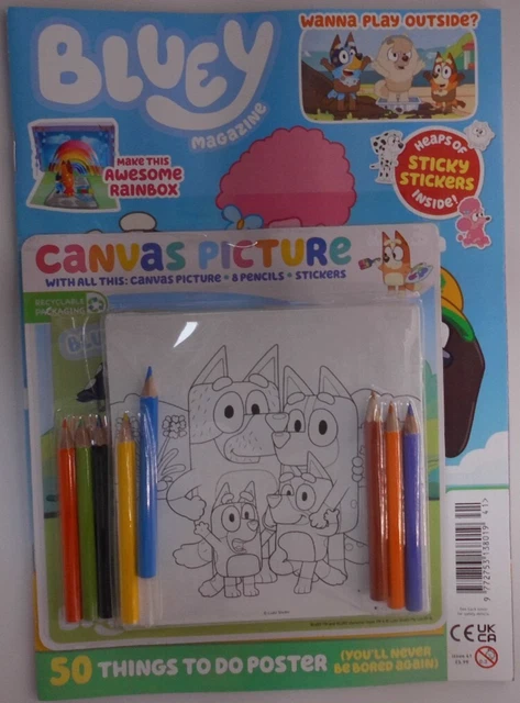 BLUEY MAGAZINE #41 2025 Stickers Stories Crafts + Bluey Family Canvas ...