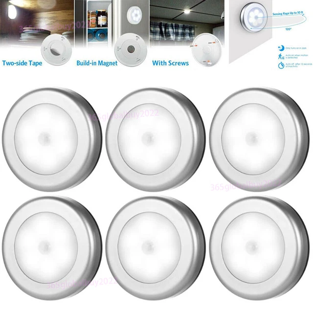 6LED MOTION SENSOR Lights PIR Wireless Night Light Battery Cabinet ...