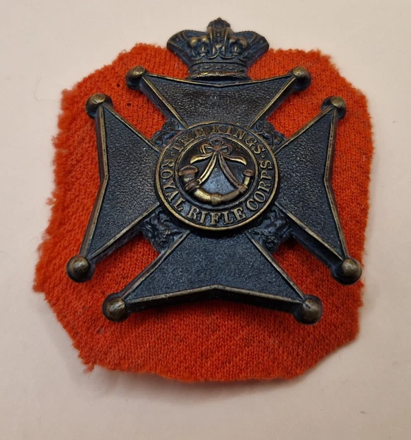 VICTORIAN BRITISH ARMY Cap Badge Kings Royal Rifle Corps Brass With ...