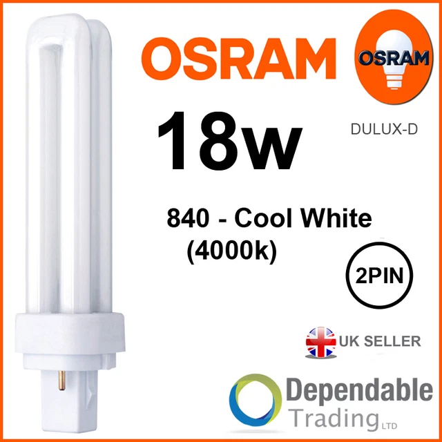 OSRAM DULUX D 18w/840 Énergie Économie 2-PIN Lampe - Blanc Froid - G24d-2 012056 EUR 19,46 ...