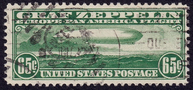 US SCOTT C13, 1930 Graf Zeppelin, 65c green, VERY FINE USED £120.00 ...
