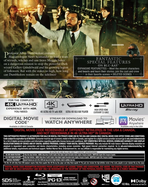 FANTASTIC BEASTS: THE Secrets of Dumbledore (4K UHD Blu-ray) Eddie ...