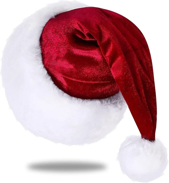 WINE RED VELVET Santa Hat for Adults Thick Plush Christmas Holiday ...