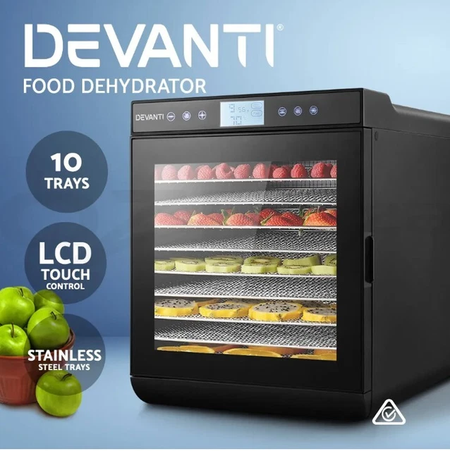 DEVANTI 10 TRAYS Food Dehydrator Stainless Steel Fruit Dehydrators ...